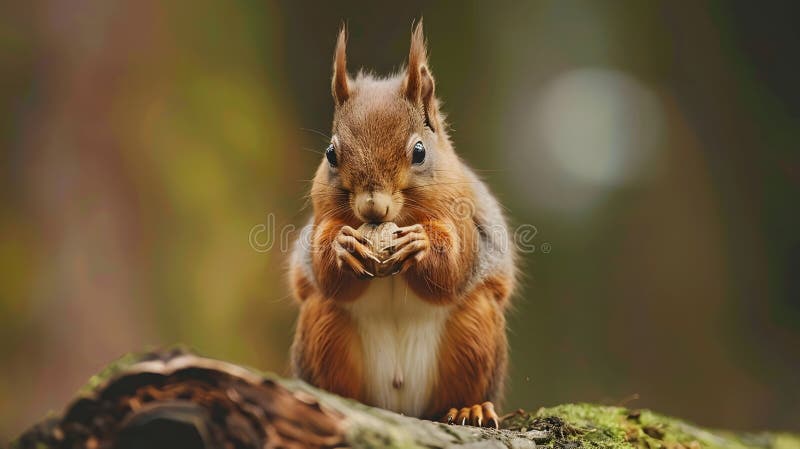 Squirrel nibbling on a nut stock illustration. Illustration of cute ...