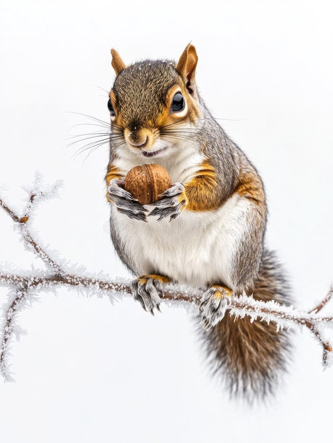 Squirrel with a nut stock photo. Image of wildlife, snow - 363390336