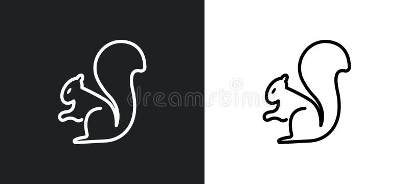 Squirrel Outline Icon in White and Black Colors. Squirrel Flat Vector Icon from Animals ...