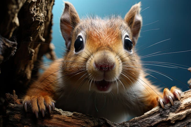 Squirrel Peeking Out with a Surprised Expression. Stock Illustration ...