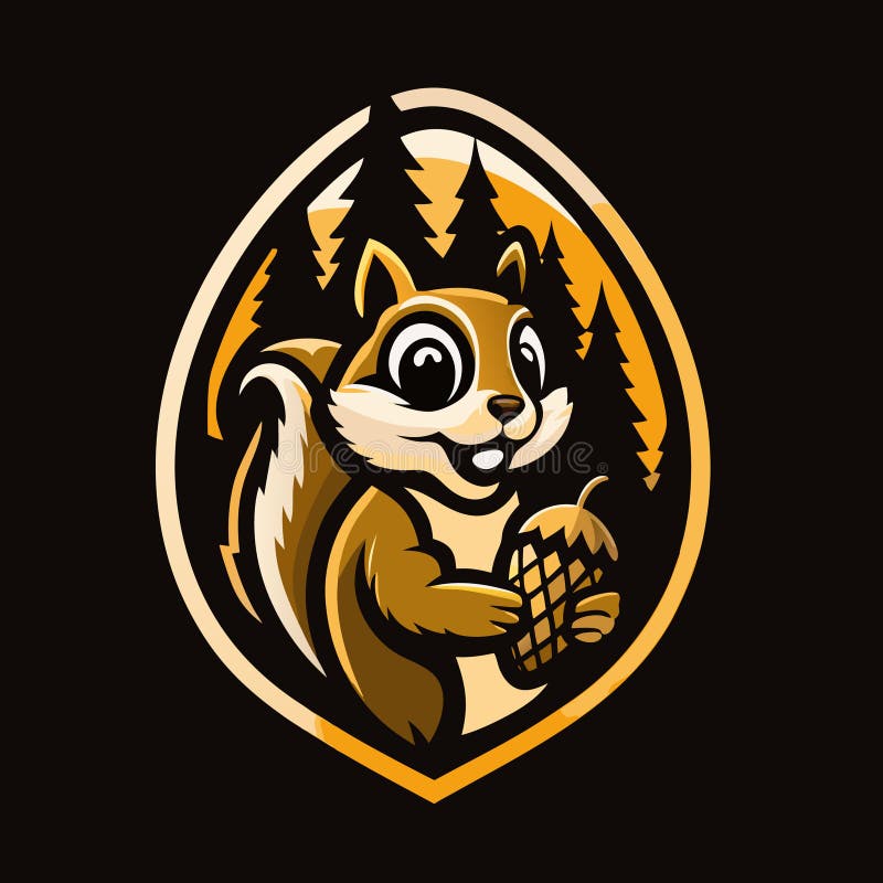 Squirrel, Pine Trees, Acorn. Cartoon Stock Vector - Illustration of ...