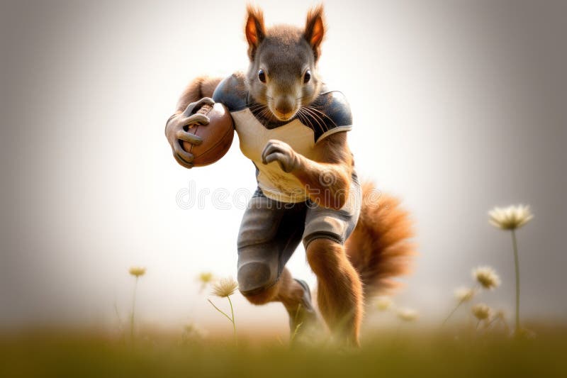Squirrel Playing American Football Isolated on White Background ...