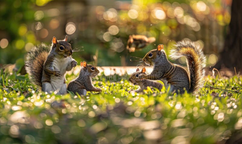 Squirrel Playing with Other Squirrels Stock Image - Image of outdoors ...
