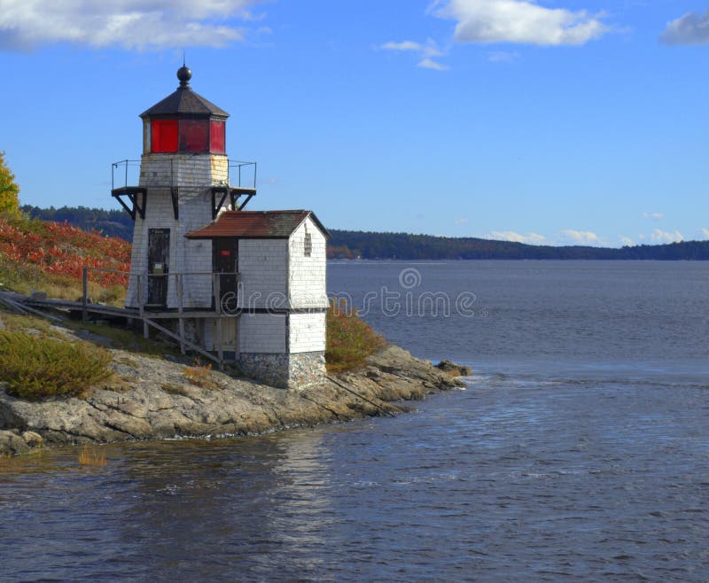 Squirrel Point Lighthouse Arrowsic Maine Stock Image - Image of ...