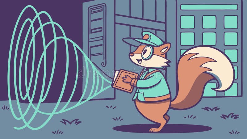 Squirrel Postman with Magnifying Glass, Inspecting Mail Details Vector ...