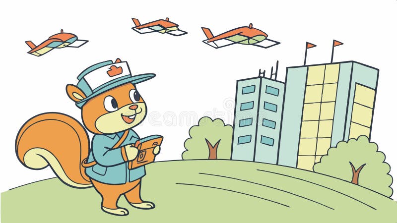 Squirrel Postman on Scooter in City for Urban Delivery Jobs Vector ...
