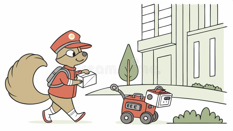 Squirrel Postman Walking with Mailbag for Traditional Postal Service ...