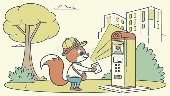 Squirrel Postmen at Communication Box, Teamwork in Mail Service Vector ...