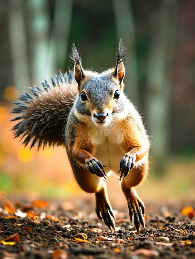 A Squirrel is Running in the Dirt in the Woods Stock Photo - Image of ...