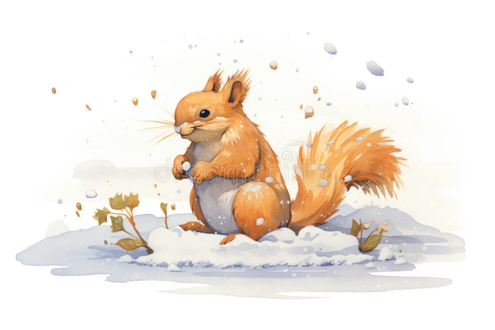 Squirrel Shaking Off Snow from Its Fur Stock Image - Image of generated ...