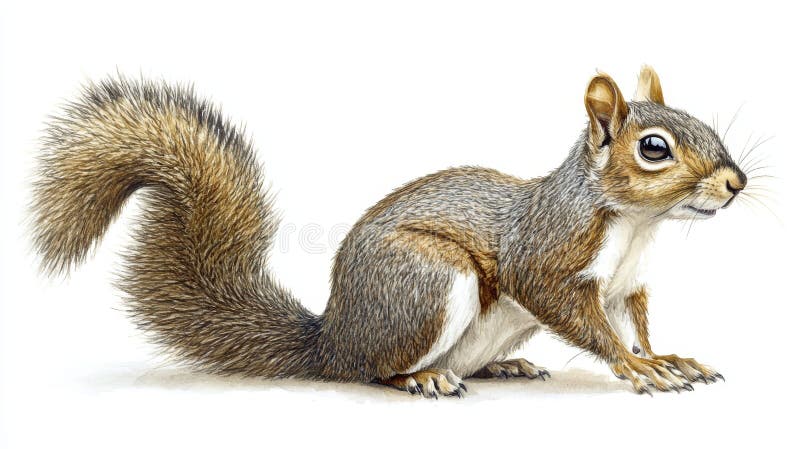 A Squirrel Shown Sideways on a Plain White Background, Designed for ...