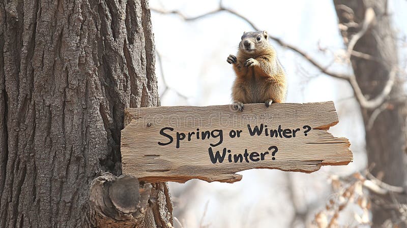 Squirrel on Sign, Winter Wood, Park, Questioning Season Stock Image ...