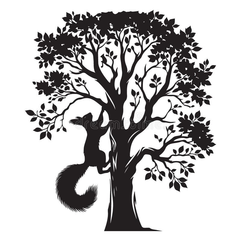 Squirrel Silhouette Climbing a Tree Wildlife Vector Illustration Image ...