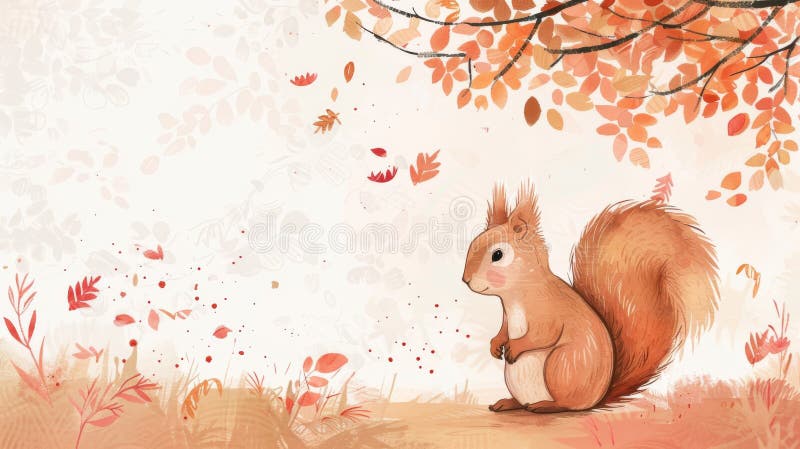 A Squirrel is Sitting on the Ground in Front of a Tree with Leaves ...