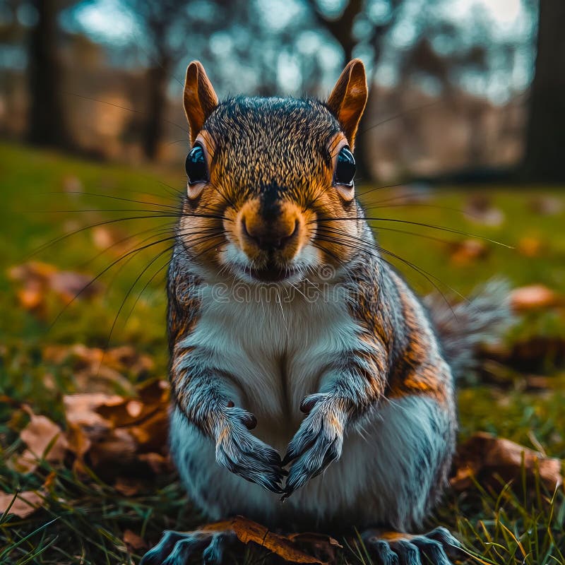 A Squirrel Sitting on Its Hind Legs in the Grass Stock Image - Image of ...