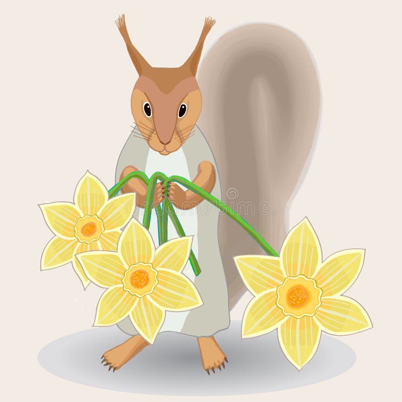 Spring Celebration Squirrel Stock Illustration - Illustration of ...