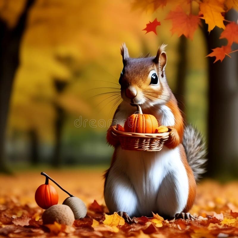 A Squirrel in Spring Looking for Food Under Tree Stock Illustration ...