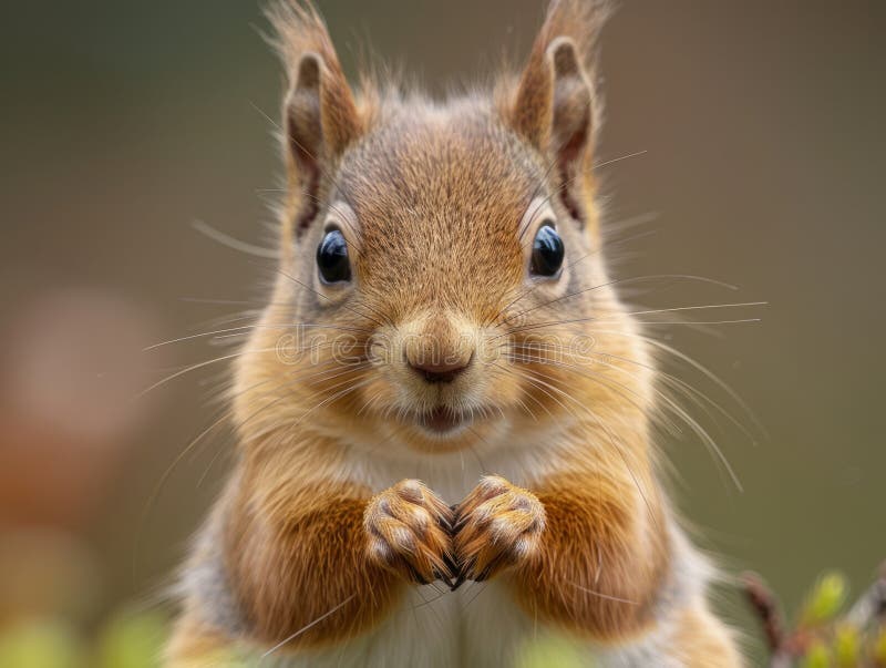 A Squirrel is Standing in Front of a Bush Stock Photo - Image of ...
