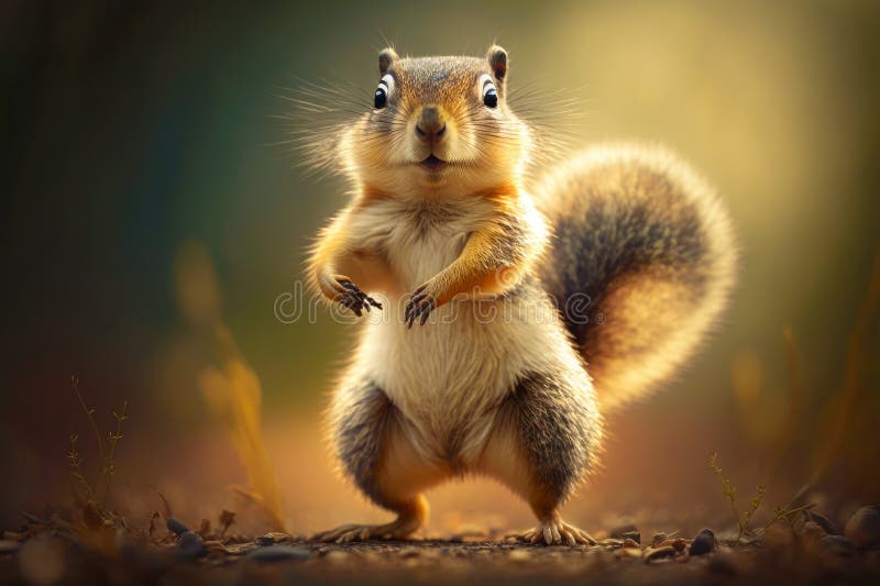 Squirrel Standing on Its Hind Legs with Its Front Paws on it S Chest ...