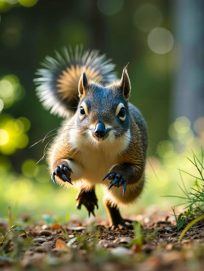 A Squirrel Standing on Its Hind Legs in the Grass Stock Image - Image ...
