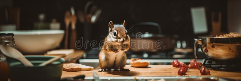 A Squirrel is Standing on a Kitchen Counter. AI Generative Image. Stock ...