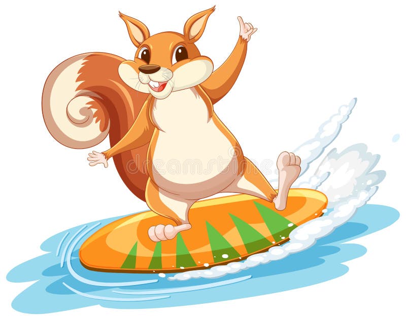 Squirrel Standing on Surfboard Stock Vector - Illustration of animals ...