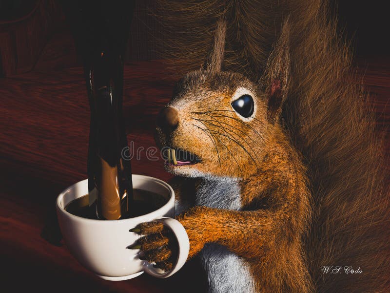 Squirrel Drinking Coffee Gif