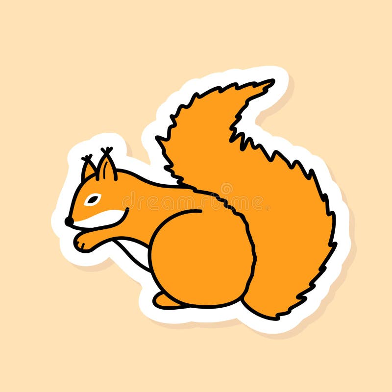 Squirrel Sticker, Cute Fall Symbol, Vector Element Stock Illustration ...