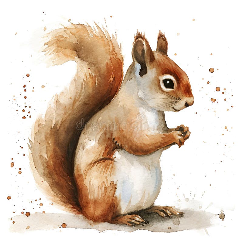 Squirrel in Style of Childlike Simplistic Watercolor Stock Image ...
