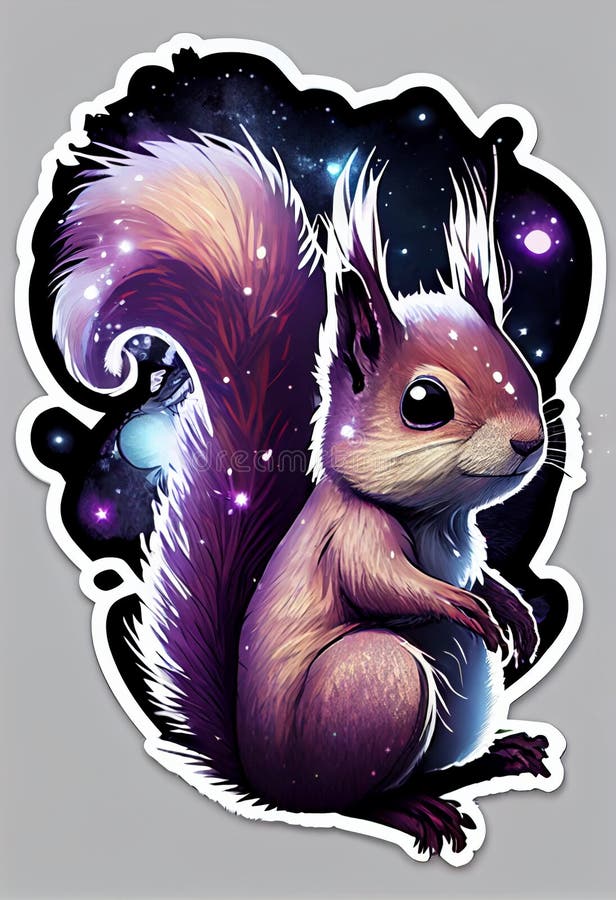 Squirrel with a Tail in the Starry Sky, Avatar. AI Generated Stock ...