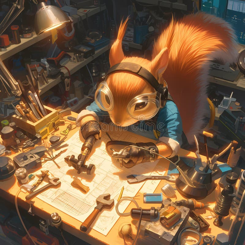 Squirrel Technician at Work, Cute and Inspiring Image Stock ...