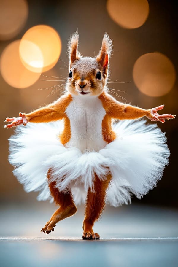 A Squirrel in a Tutu is Dancing on the Floor Stock Illustration ...