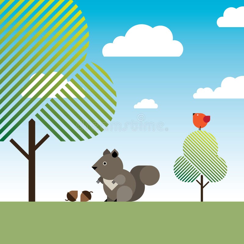 Two Squirrel On The Tree Stock Vector Illustration Of Rodent 35427438