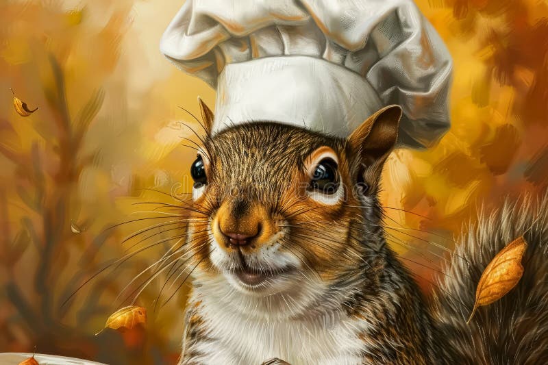 Squirrel Wearing a Chef S Hat and Apron Stock Image - Image of rodent ...