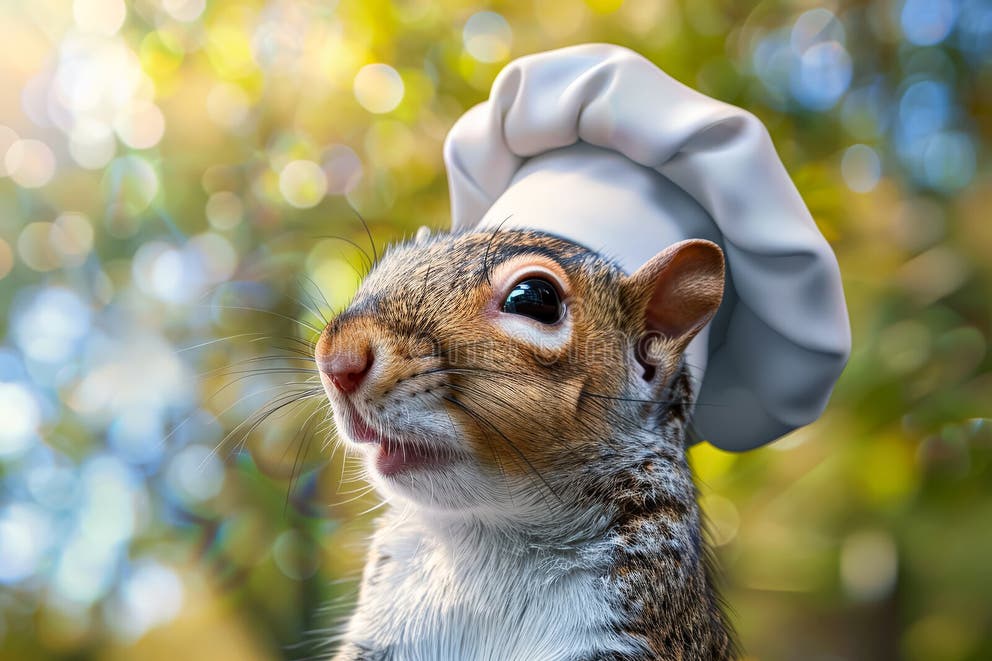 Squirrel Wearing a Chef S Hat and Apron Stock Image - Image of animal ...