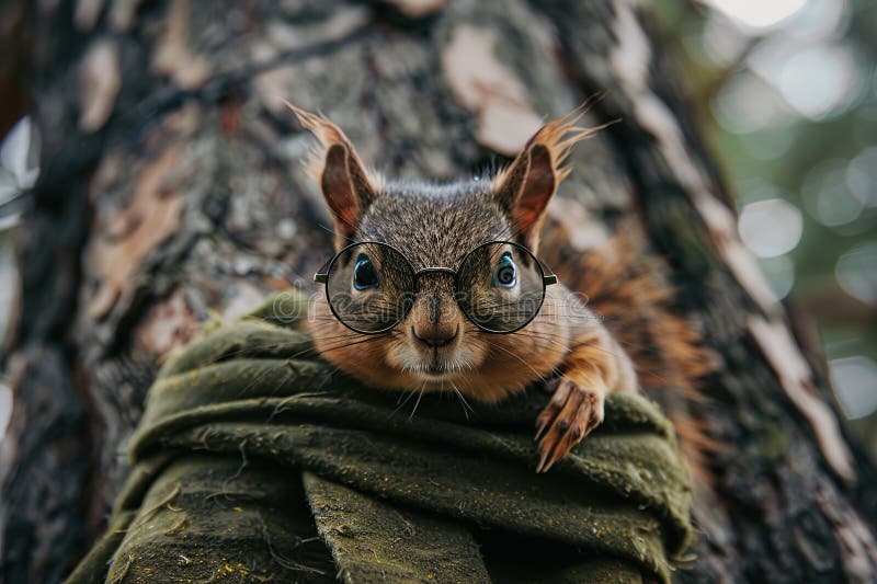 Squirrel Wearing Glasses stock illustration. Illustration of small ...