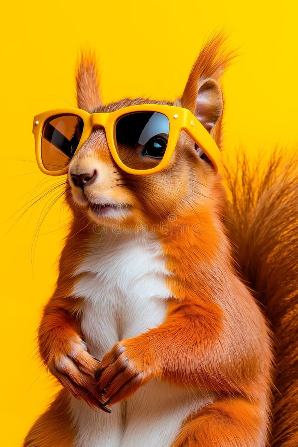 Squirrel Wearing Sunglasses Yellow Background Stock Photos - Free ...