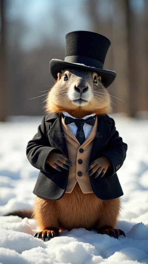 Squirrel Wearing a Top Hat and a Suit Stock Image - Image of green ...