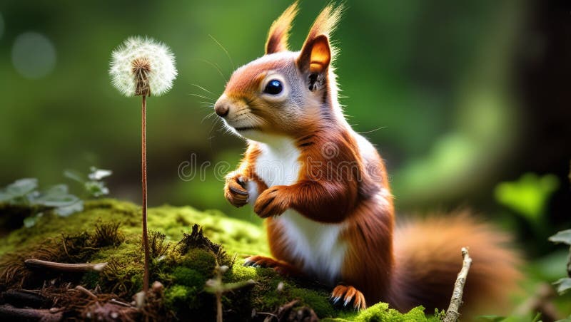 A Squirrel with a White Chest and a White Chest and a Fluffy Tail Stock ...