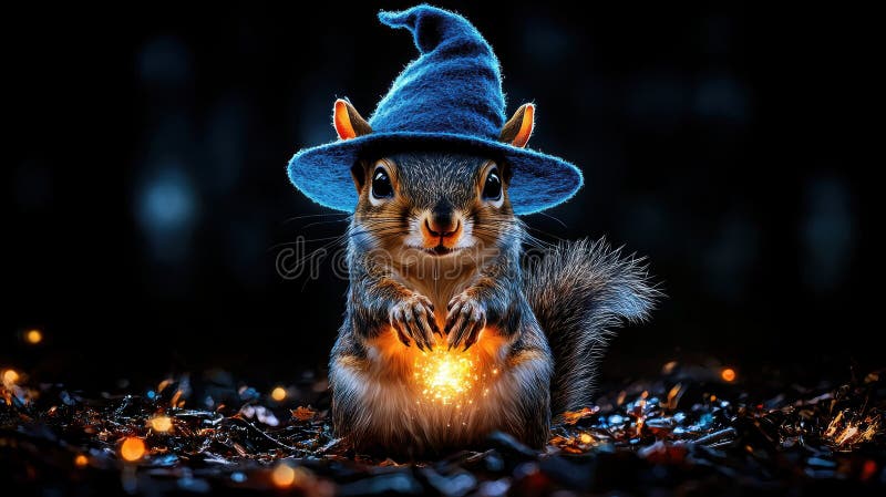 A Squirrel Wizard Casting a Spell Stock Illustration - Illustration of ...