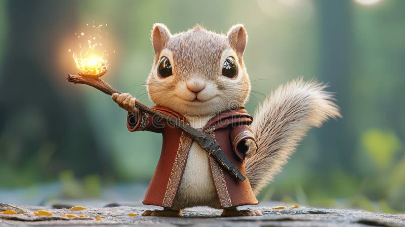 Squirrel Wizard with Magic Wand Stock Illustration - Illustration of ...