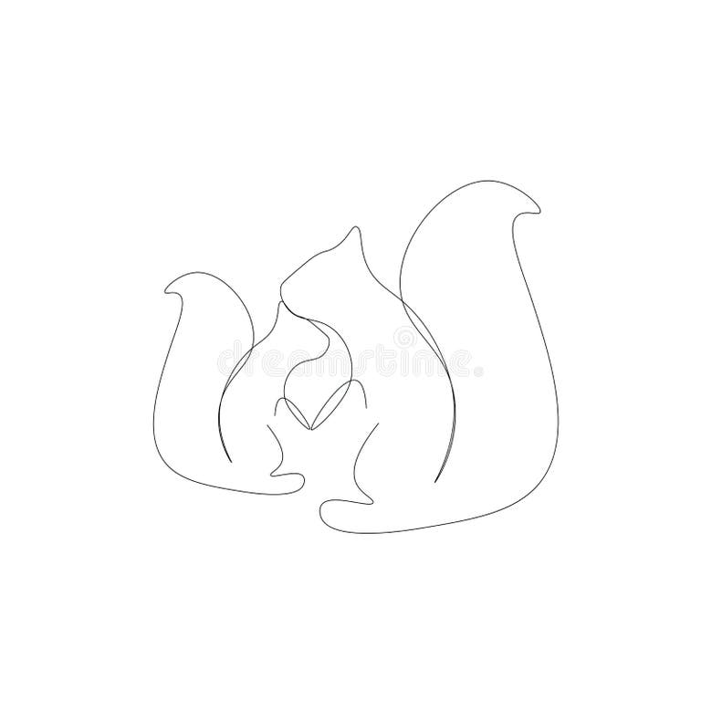 Squirrels Animals Line Drawing, Vector Illustration Stock Vector ...