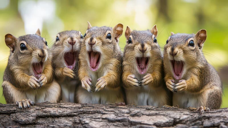Squirrels Expressing Joy in Natural Setting Stock Image - Image of ...