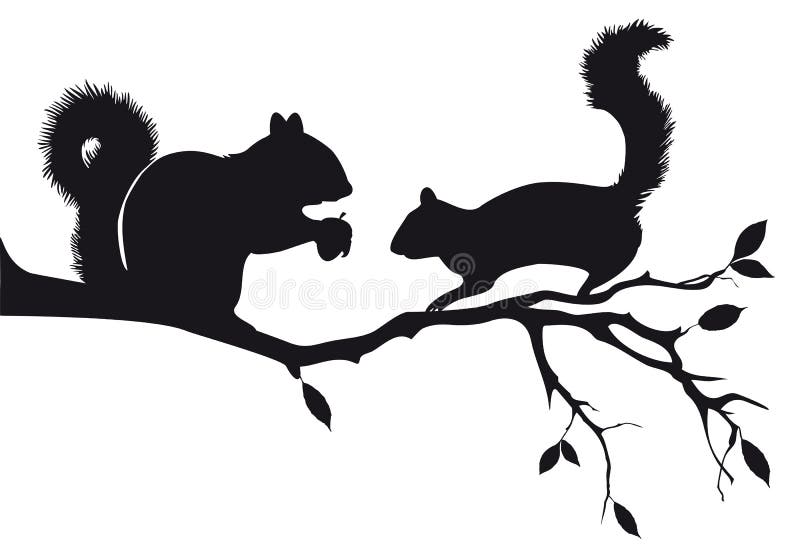 Squirrels on tree, vector stock vector. Illustration of hunger - 22042193