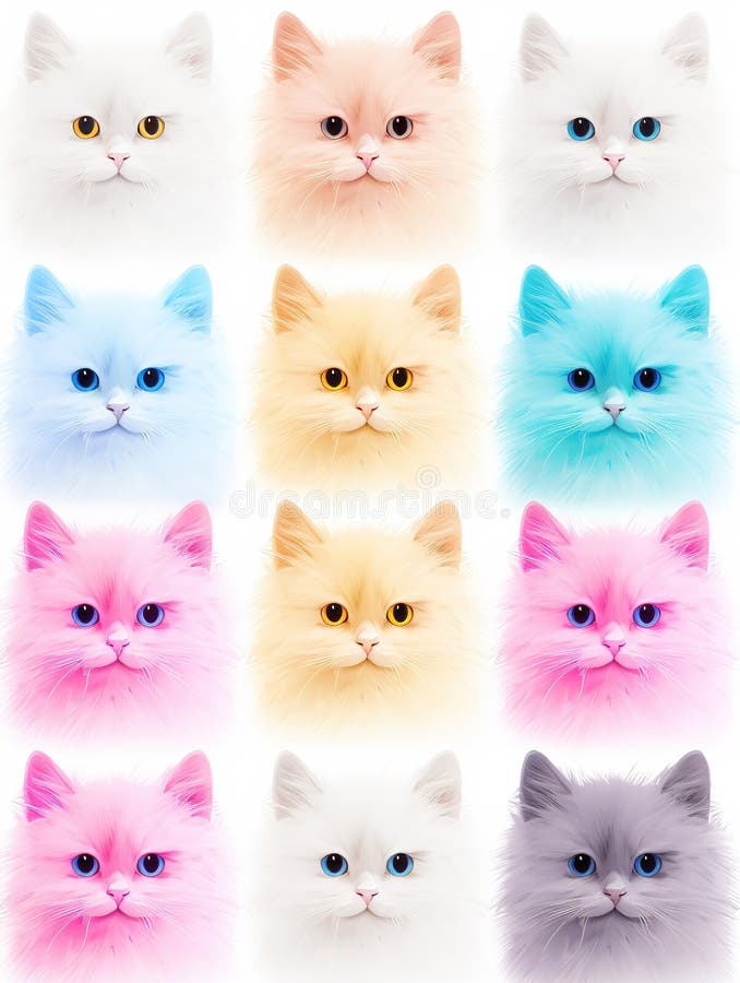 Squishy Soft Kittens Fall Gently they Have Neon Pastel Fur Generative ...