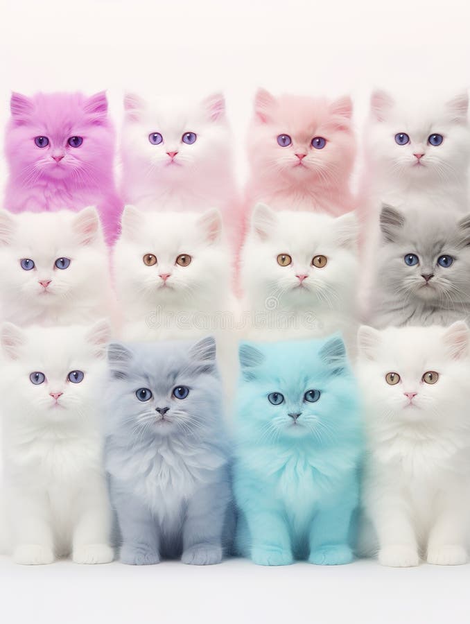 Squishy Soft Kittens Fall Gently they Have Neon Pastel Fur Generative ...