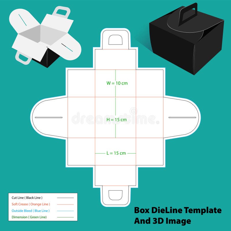 Square Cube Box with Hanger Die Line Template,vector Design Stock ...