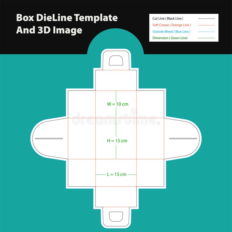 Square Cube Box with Hanger Die Line Template,vector Design Stock ...