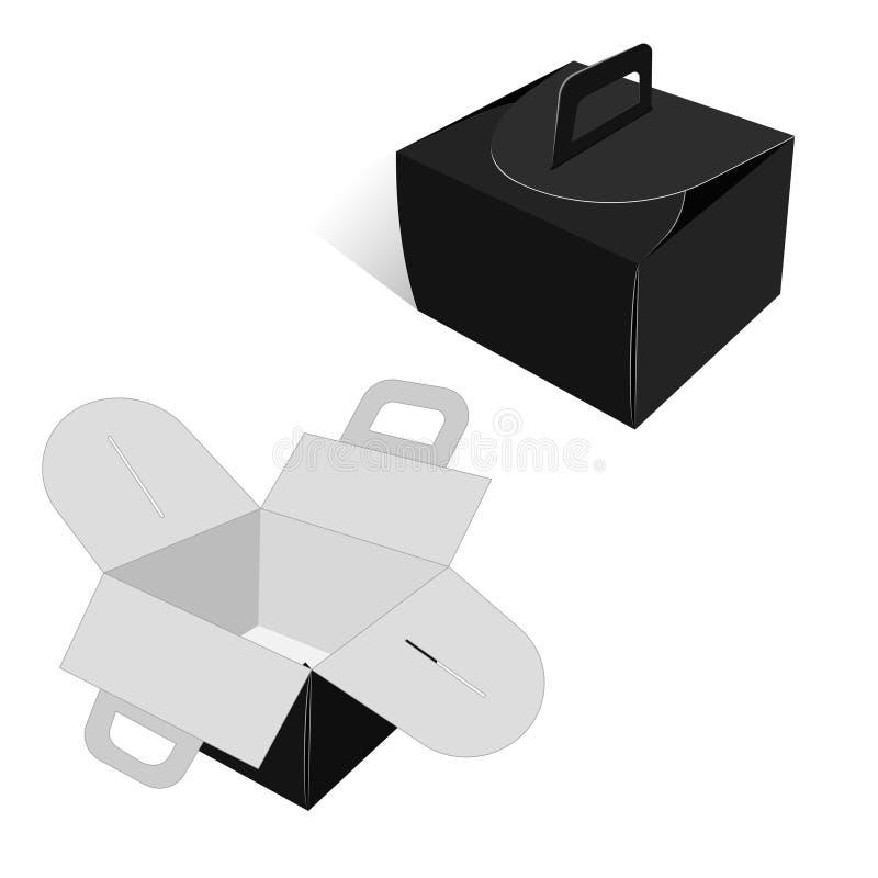 Square Cube Box with Hanger Die Line Template,vector Design Stock ...