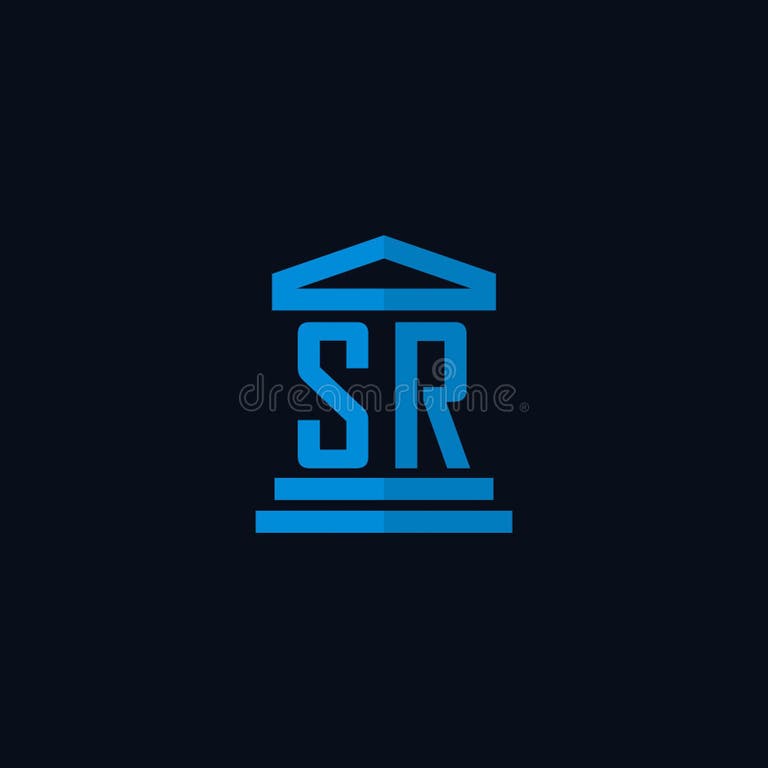 SR Initial Logo Monogram with Simple Courthouse Building Icon Design ...